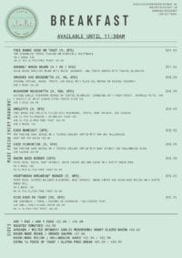 Cafe Menu - Sherbet Cafe & Bake Shop